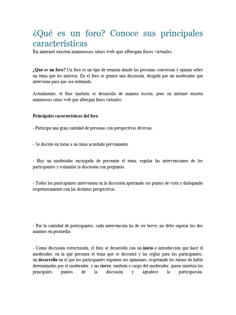 Qué es un foro | PDF | Foro de Internet