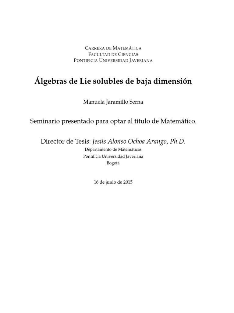 Algebras de Lie de Baja Dimension | PDF | Algebra de mentiras | Mapa lineal
