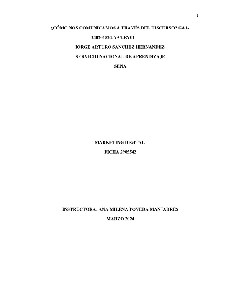 ¿Cómo Nos Comunicamos A Través Del Discurso GA1-240201524-AA1-EV01 | PDF | Comunicación ...