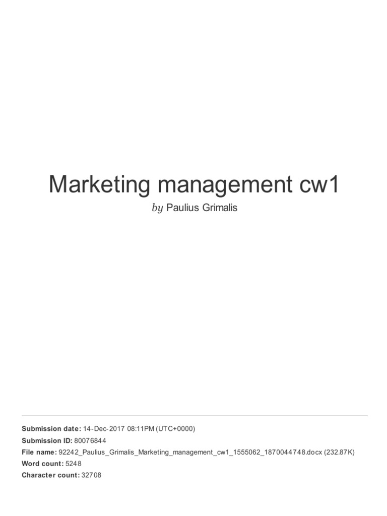 Marketing Management cw1 | PDF