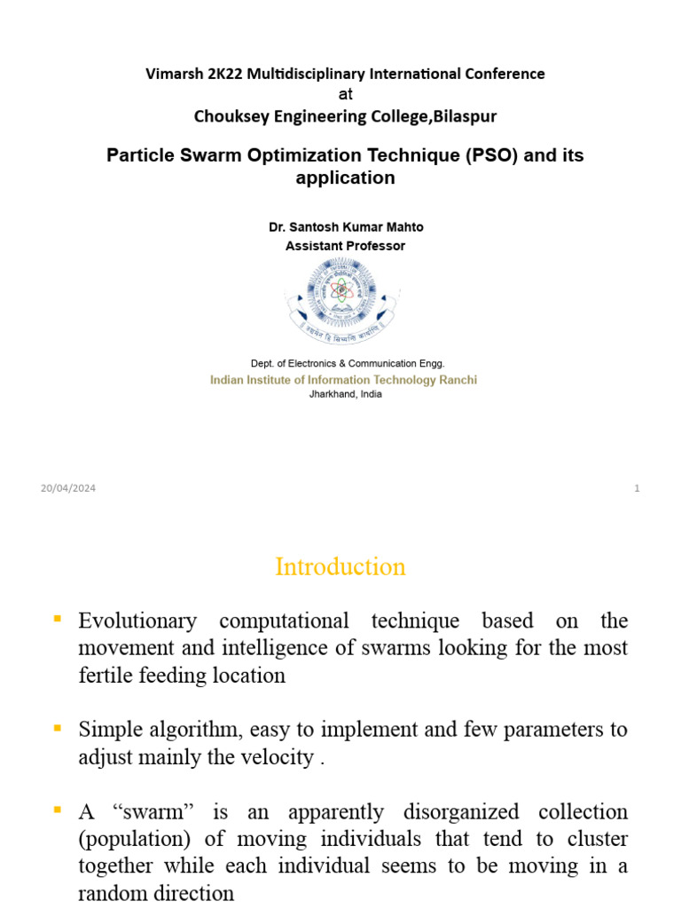 Particle Swarm Optimization Overview | PDF | Applied Mathematics ...