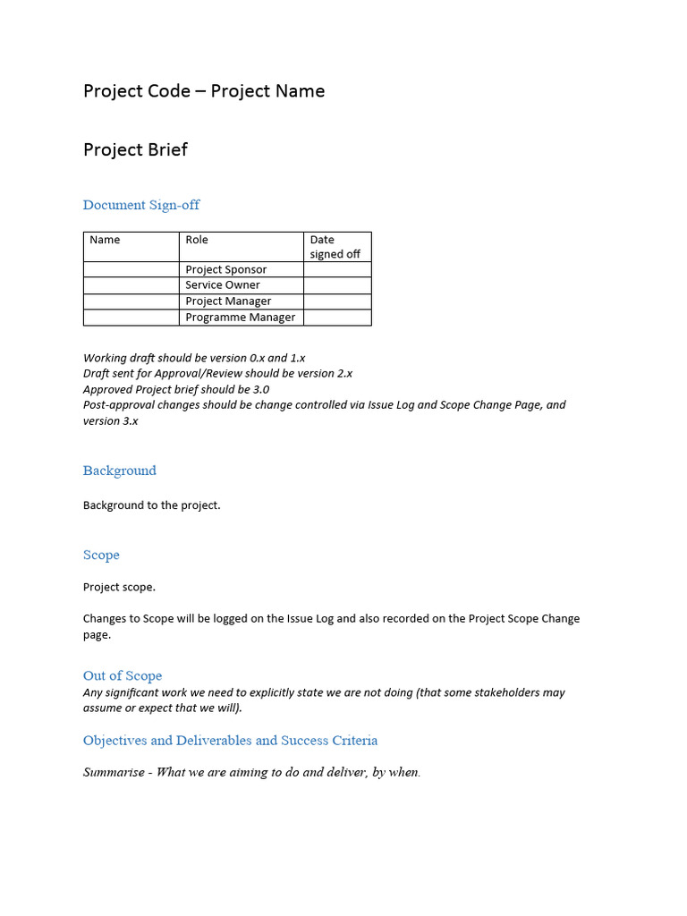 Project Planning - Project Brief 2020 | PDF | Project Management ...