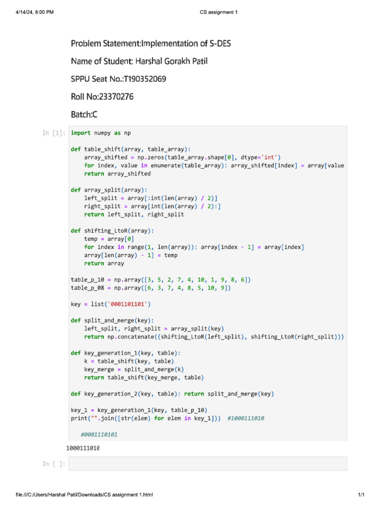 CS Assignment 1 | PDF