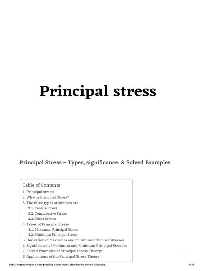 Principal Stress: Types and Examples | PDF | Stress (Mechanics) | Beam ...