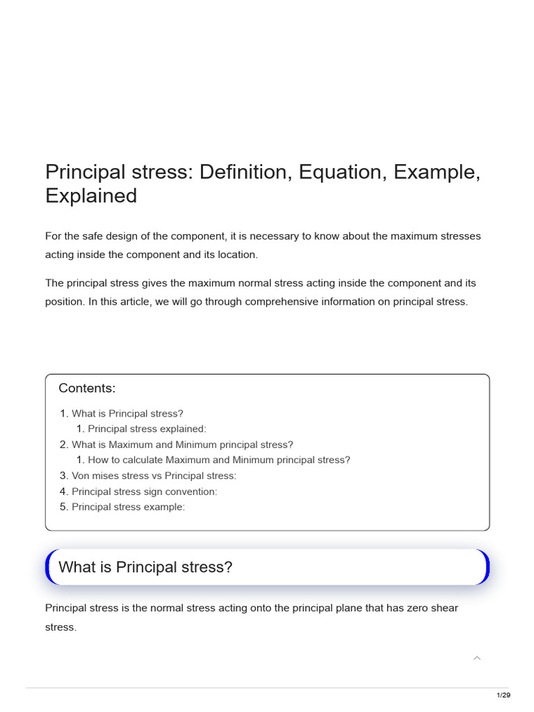 Principal Stress - Definition, Equation, Example, Explained | PDF ...