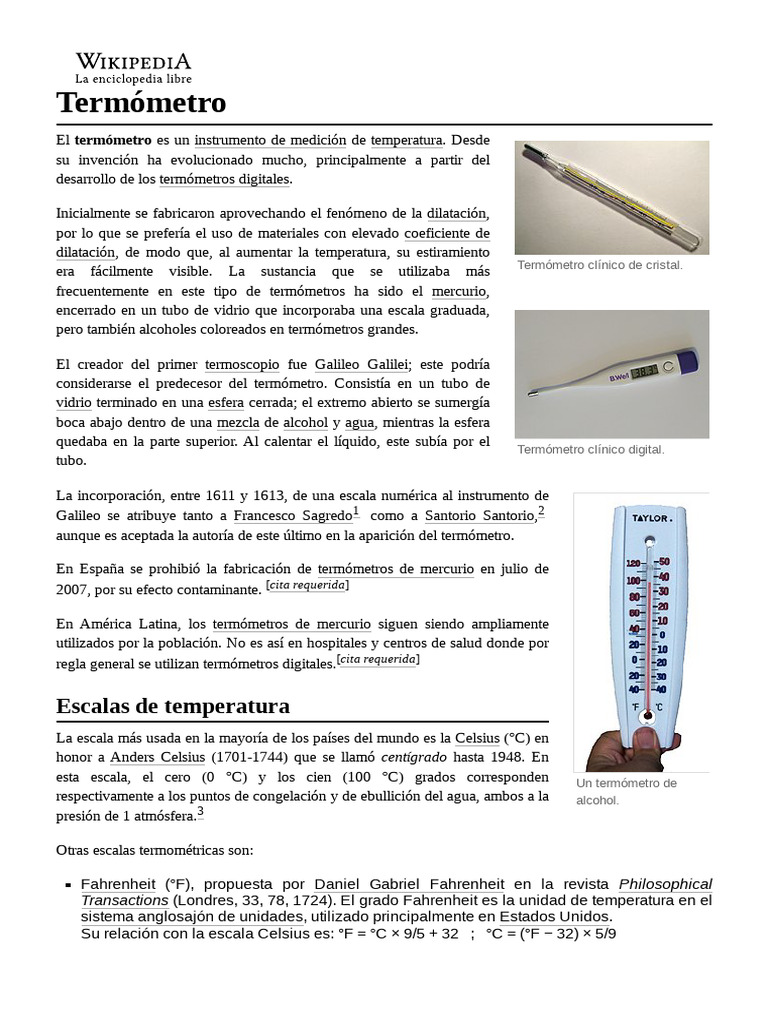Termómetro | PDF | Termómetro | Ingeniería Química