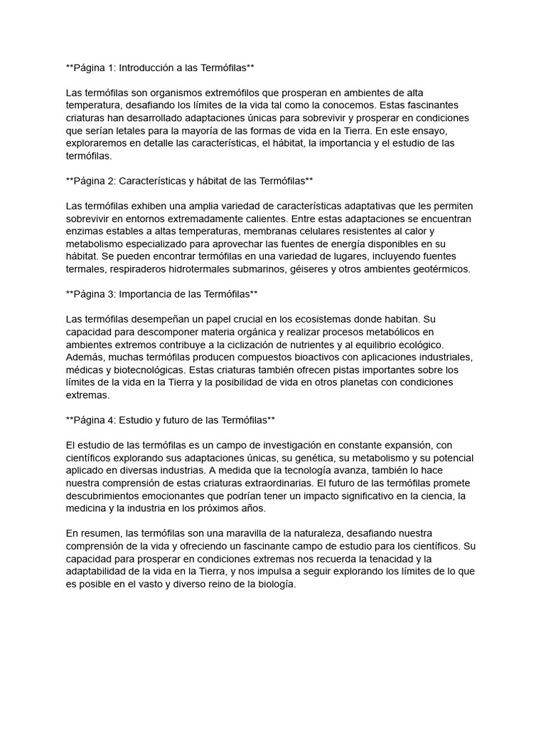 Fascinantes Termófilas: Vida Extrema | PDF | Vida | Organismos