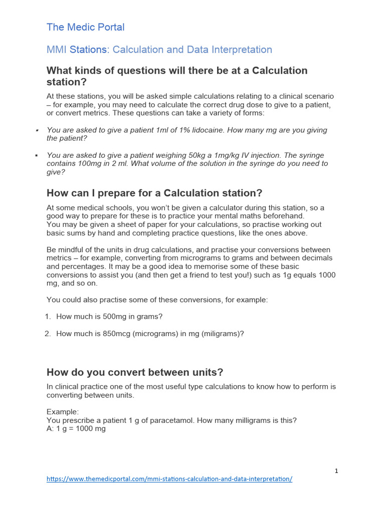 MMI Calculation and Data Interpretation Guide | PDF | Kilogram | Dose ...