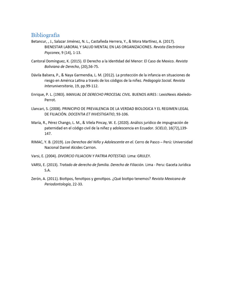 Bibliografía sobre Derecho y Bienestar Infantil | PDF