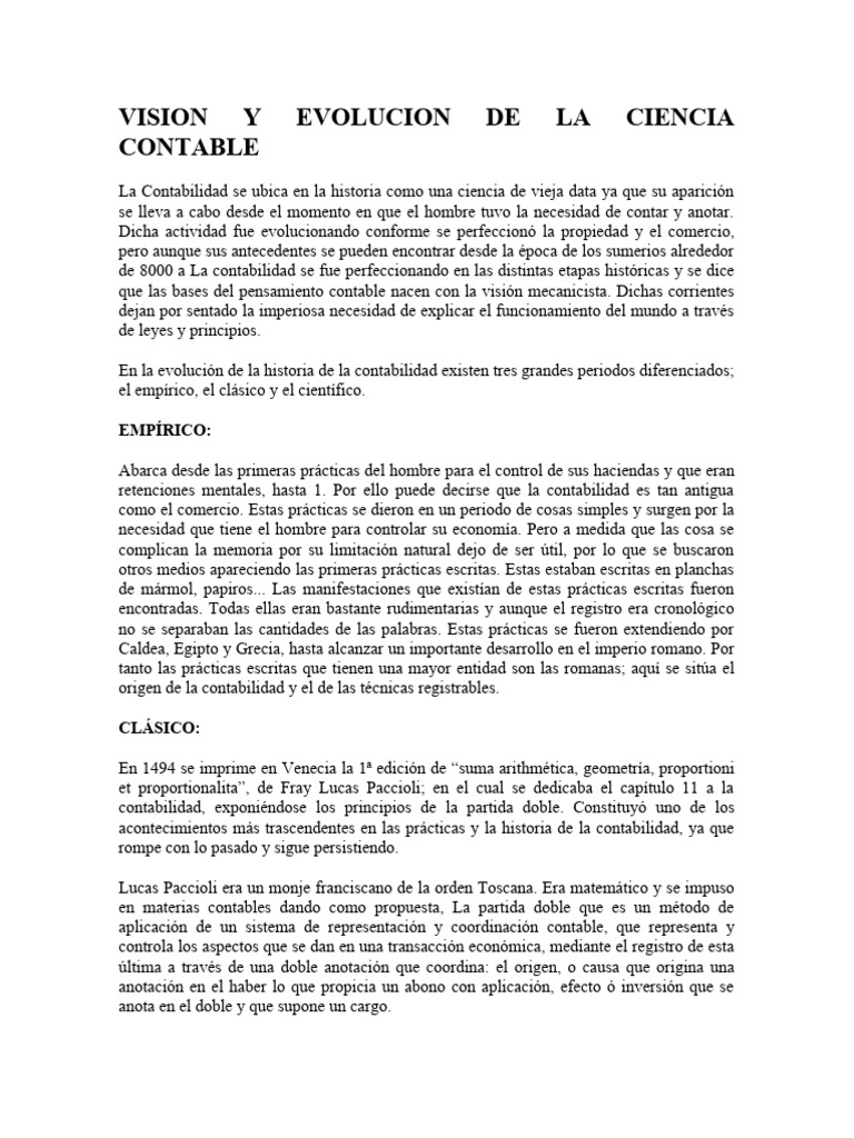 Vision y Evolucion de La Ciencia Contable | PDF | Contabilidad ...