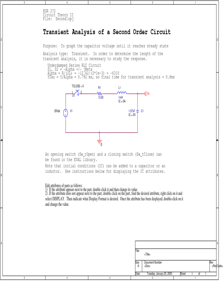 Transient Analysis Of A Second Order Circuit Pdf Electrical Network Electronic Engineering