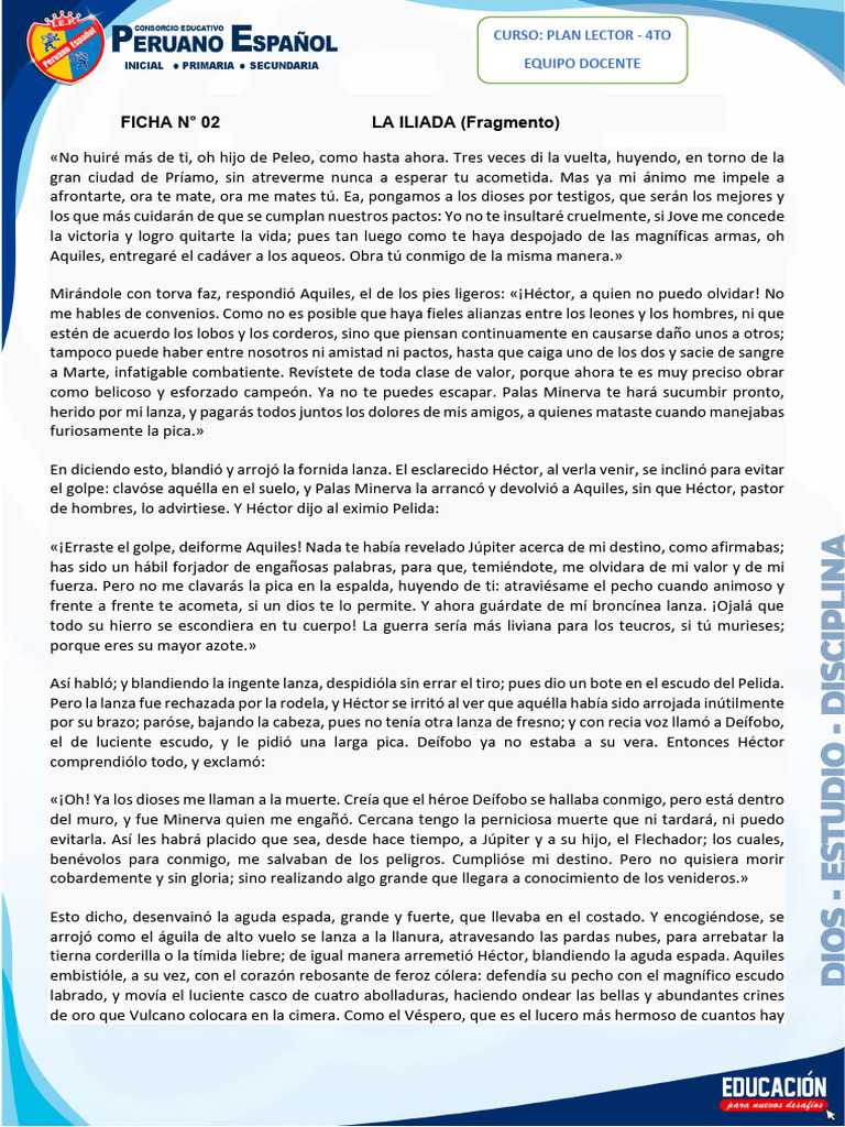 Ficha 02 | Descargar gratis PDF | Héctor | Aquiles