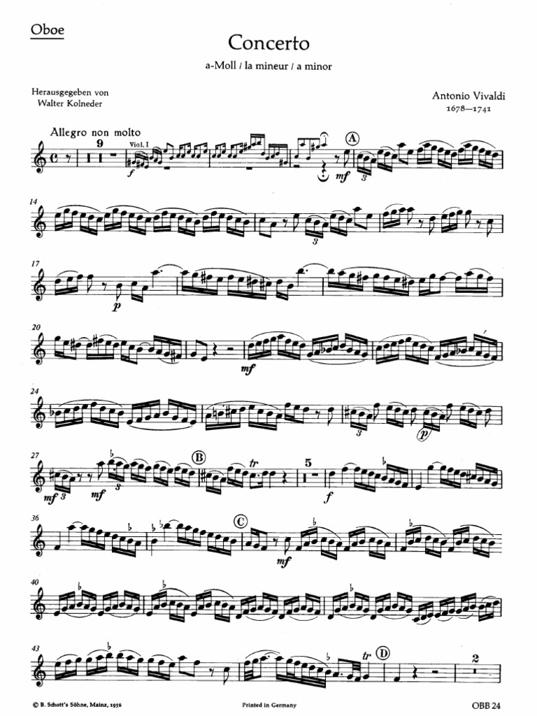 Vivaldi - Concerto in A Minor For Oboe | PDF