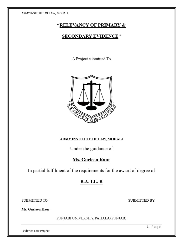 evidence project | PDF | Evidence (Law) | Evidence