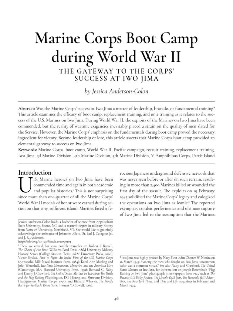 Marine Corps Boot Camp During WWII - MarineCorpsHistory - Vol7no1 ...