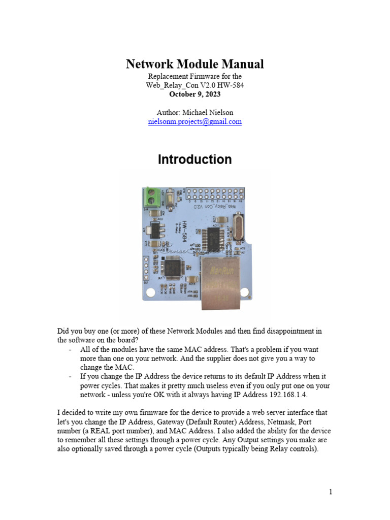 Network Module Manual - Code Rev 20231009 1022 | PDF | Flash Memory | Input/Output