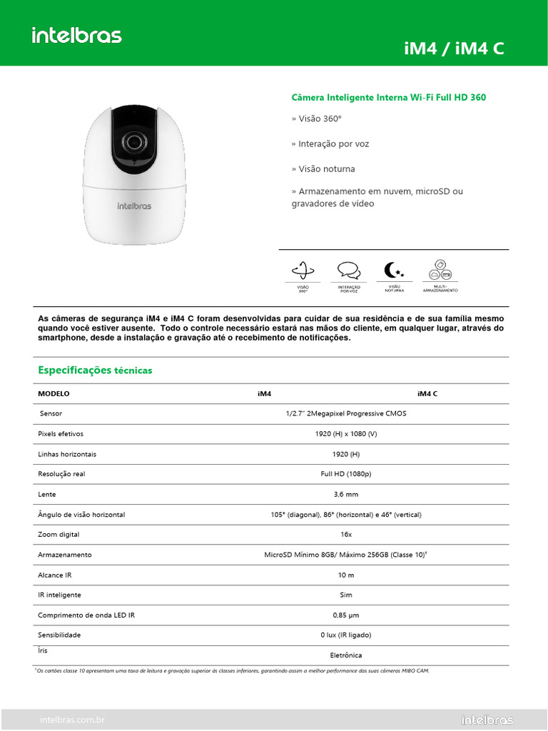 Datasheet - Im4 e Im4 C - Câmera Inteligente Interna Wi-Fi Full HD 360 ...