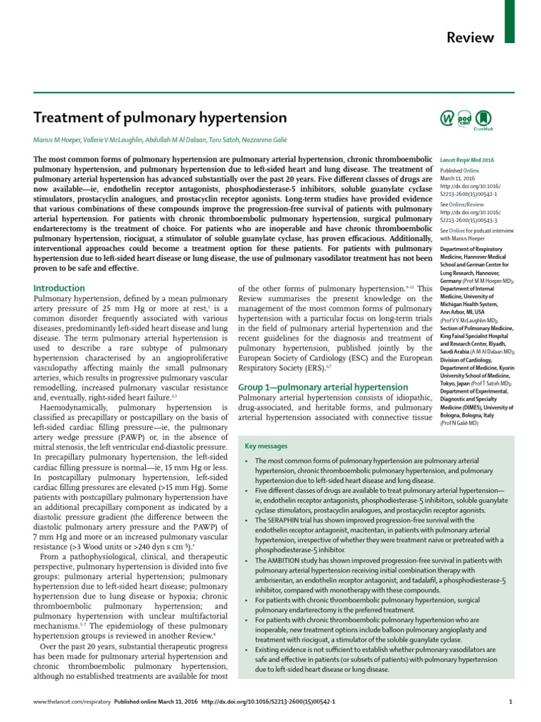 Hoeper 2016 | PDF | Hypertension | Heart