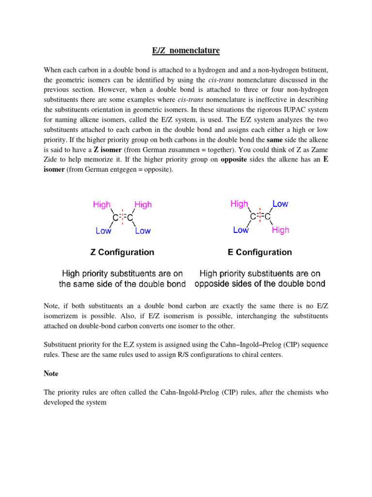E-Z nomenclature | PDF | Alkene | Physical Sciences