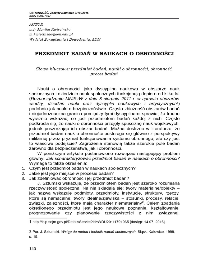 Przedmiot Badan W Naukach | PDF