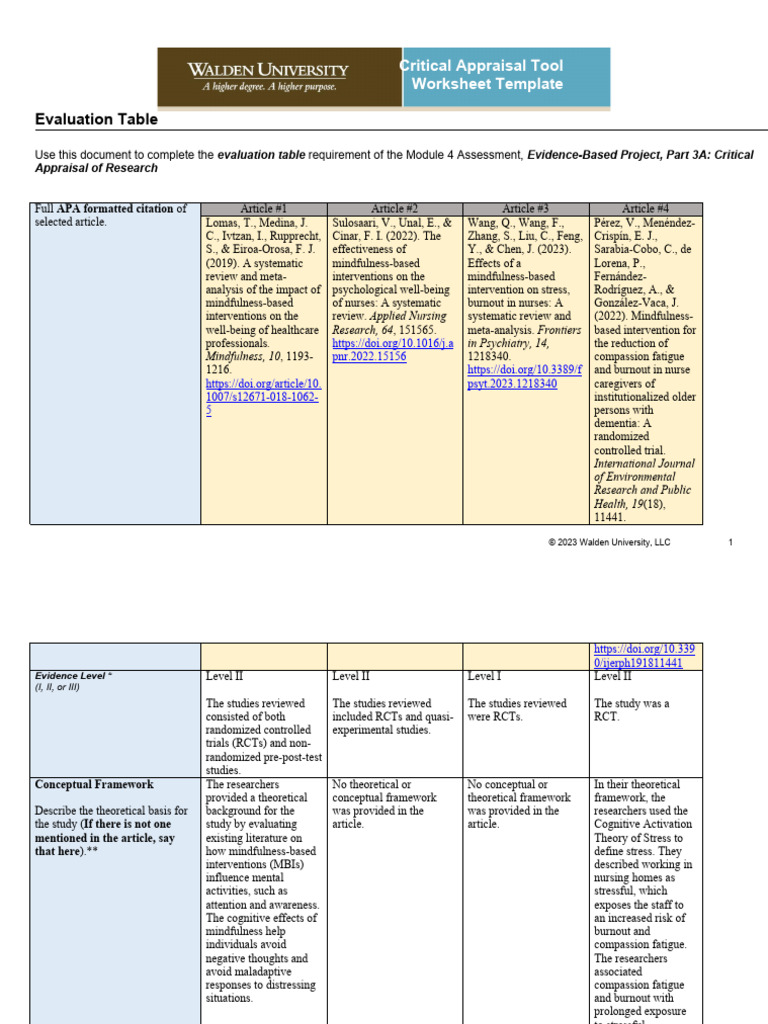 Nurse Mindfulness Evaluation | PDF | Randomized Controlled Trial ...