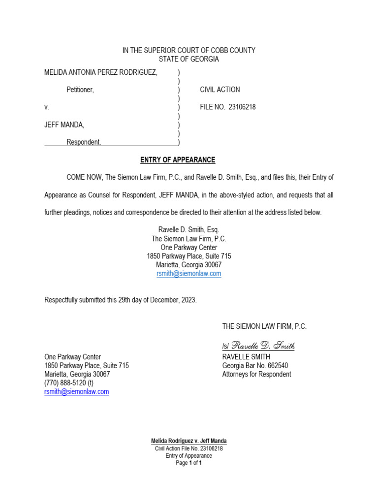 Entry of Appearance | PDF | Lawsuit | Pro Se Legal Representation In ...