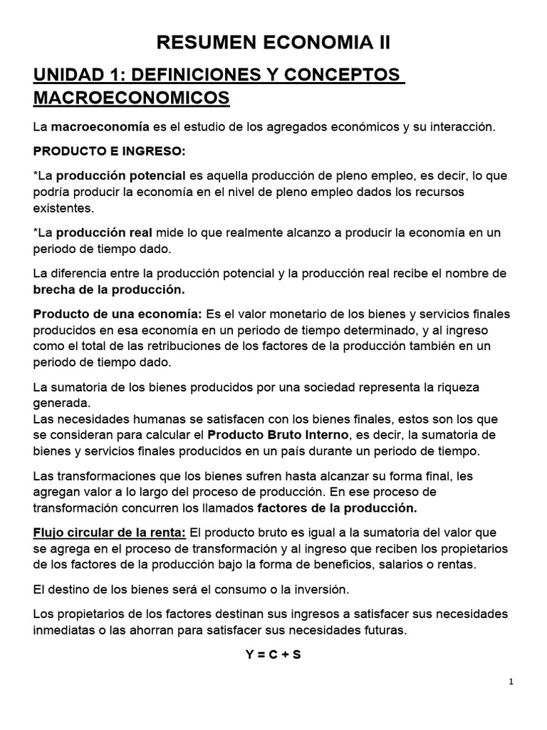 Resumen Economia Ii | PDF | Costo de la vida | Balance de pagos