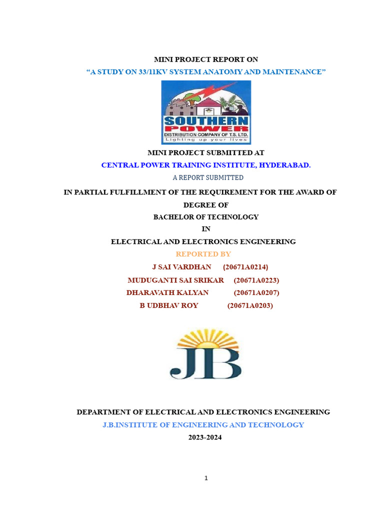 33-11KV substation maintenance report by Jbit batch 1 | PDF ...