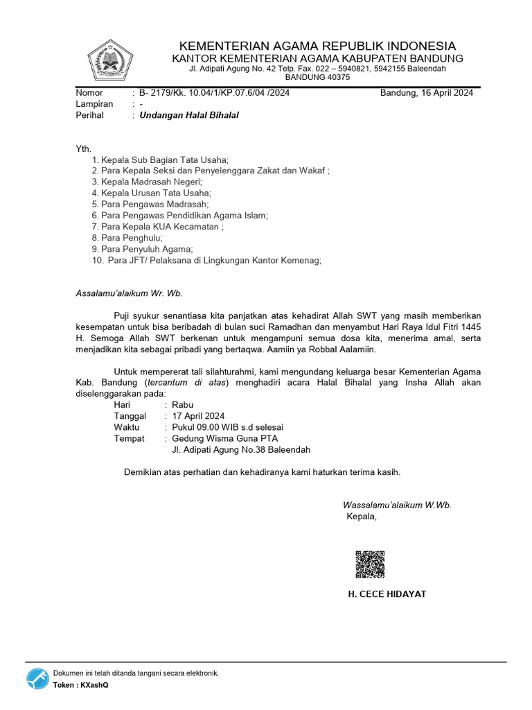 Surat Undangan Halbil 1445 H | PDF