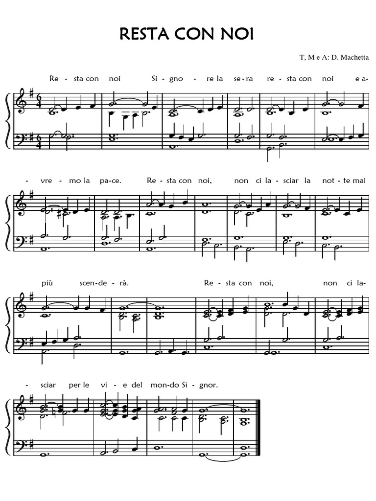 Resta Con Noi Signore La Sera | PDF
