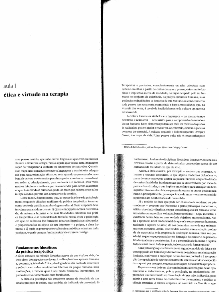 ÉTICA E VIRTUDE NA TERAPIA Victor Sales | PDF