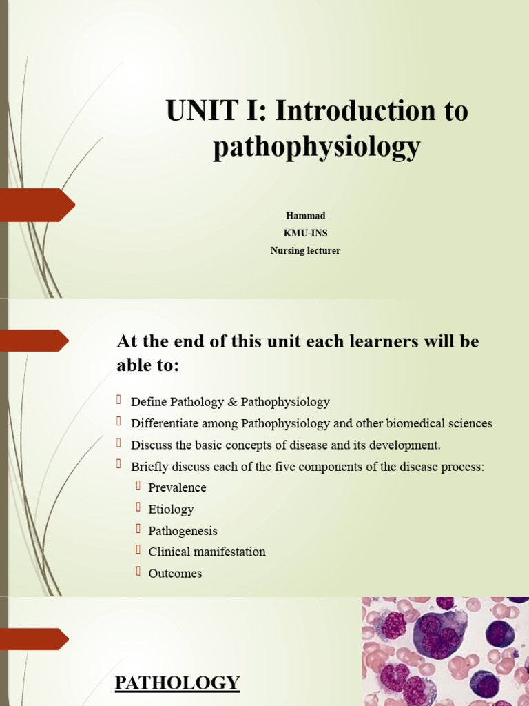 UNIT-I Introduction to Pathophysiology (1) (1) | PDF | Pathology | Clinical Medicine