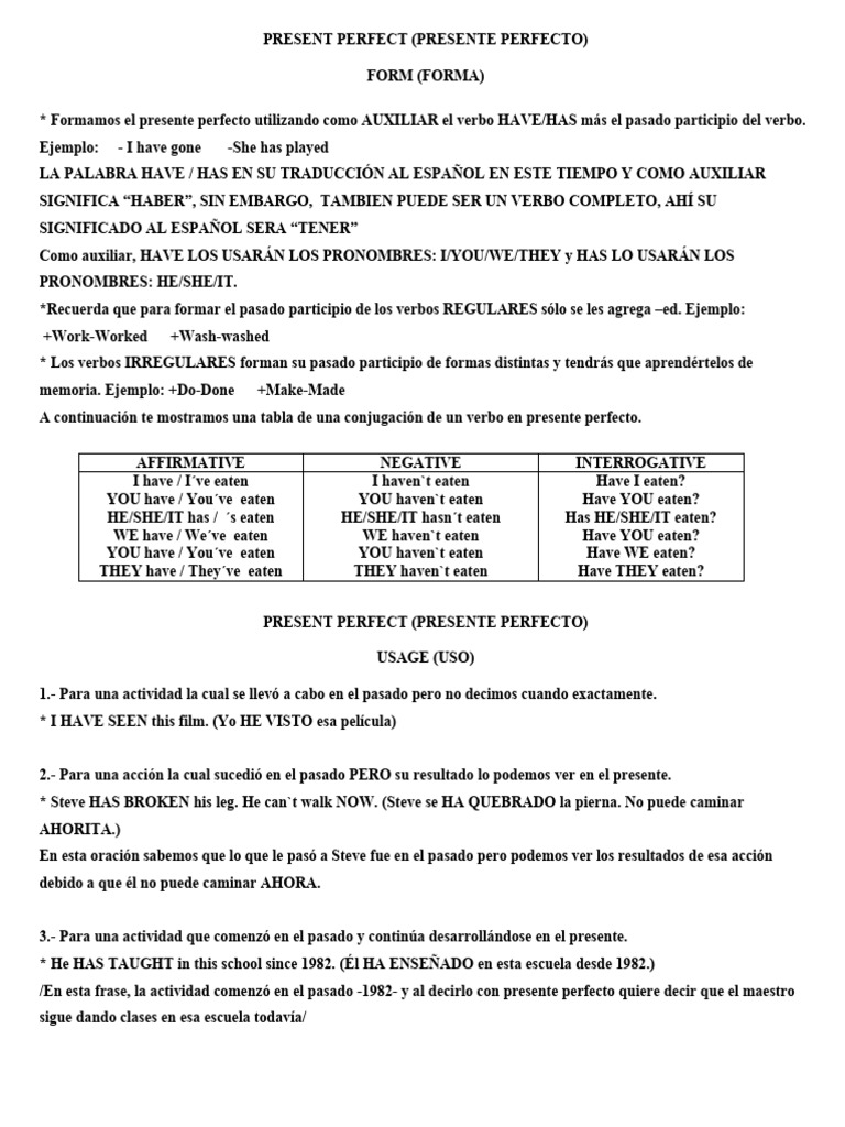 Present Perfect | PDF | Language Mechanics | Grammar