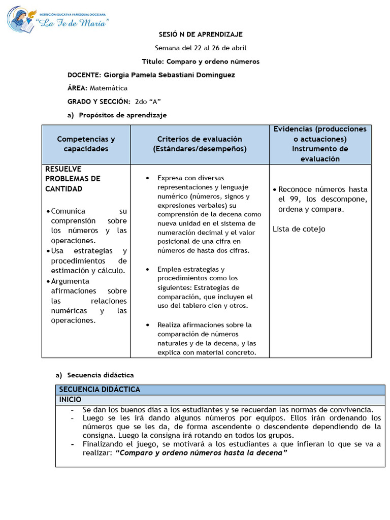 SESIÓ N DE APRENDIZAJE 22 Al 26 de Abril | PDF | Evaluación | Aprendizaje