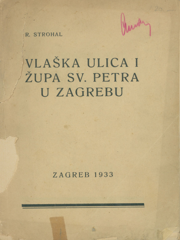 Rudolf Strohal Vlaška Ulica I Župa Sv. Petra U Zagrebu | PDF