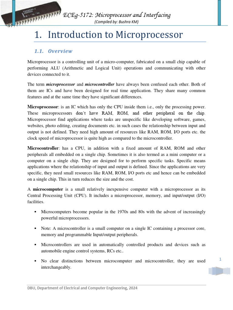 Ch1 Introduction | PDF | Central Processing Unit | Microprocessor