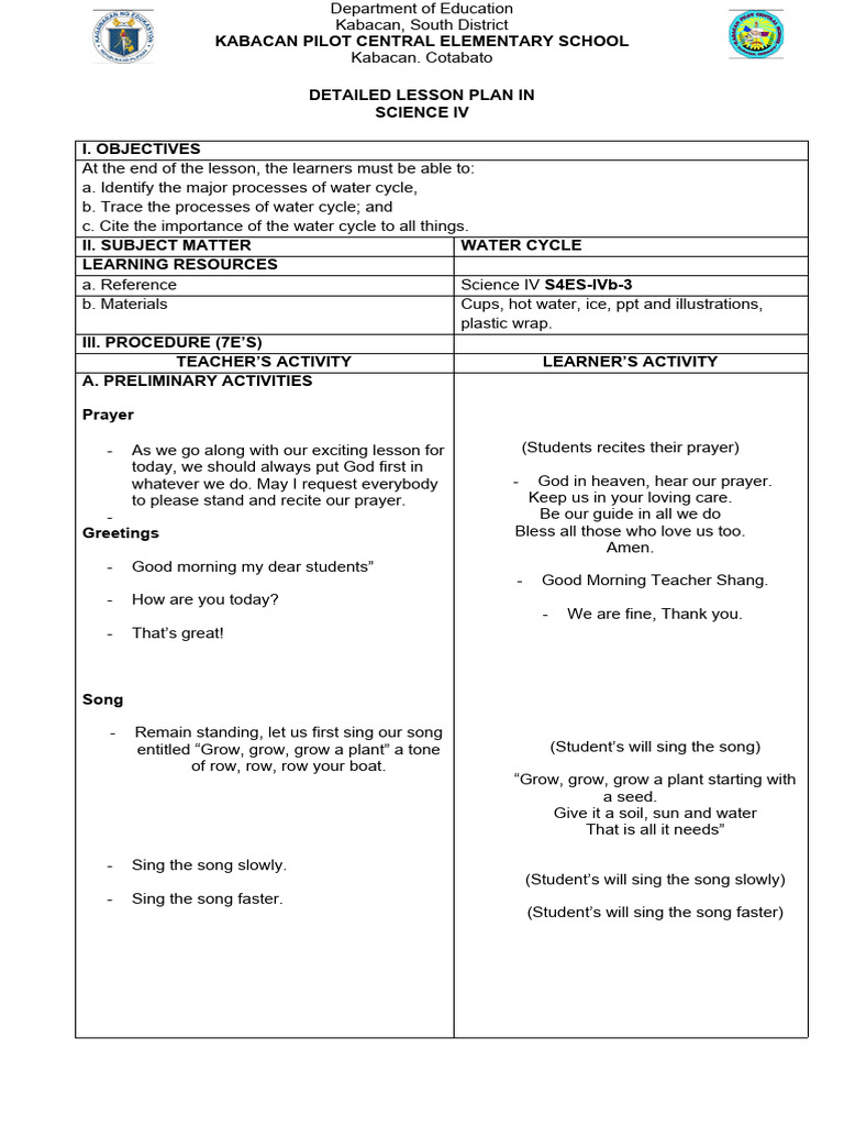 Detailed Water Cycle Lesson Plan | PDF | Water Cycle | Water