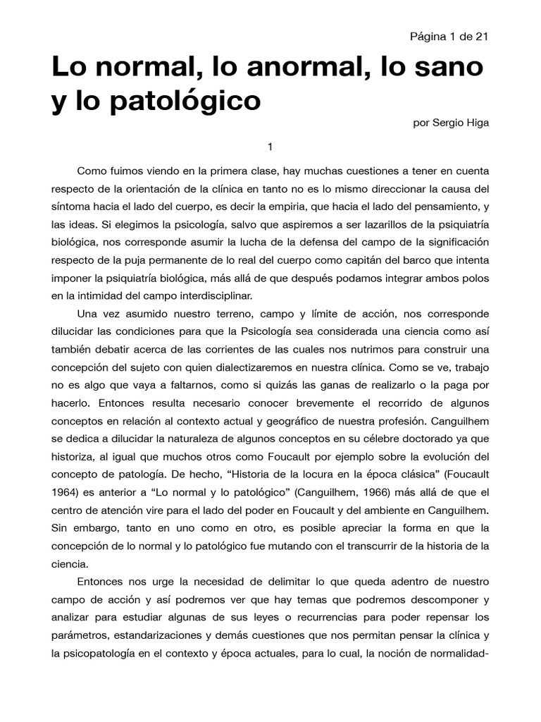 Lo Normal y Lo Patológico | PDF | Jacques Lacan | Psicosis