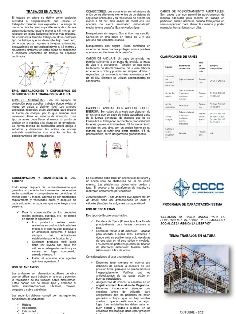 Triptico de Trabajos en Altura | PDF | Escalera | Andamio
