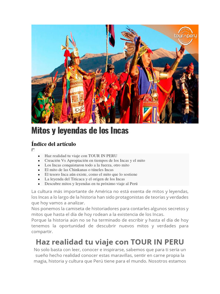 Mitos y Leyendas de Los Incas | PDF | Imperio Inca