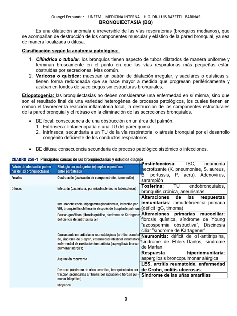 BRONQUIECTASIA | PDF | Enfermedades y trastornos | Especialidades Medicas