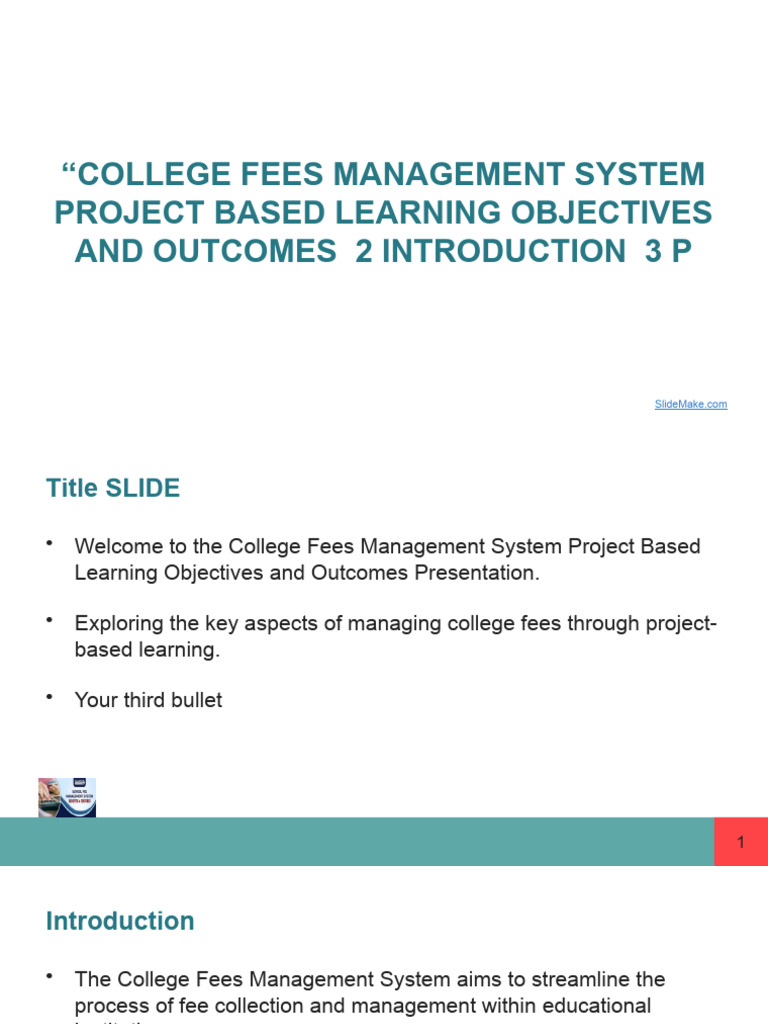 "College Fees Management System Project Based Learning Objectives and ...