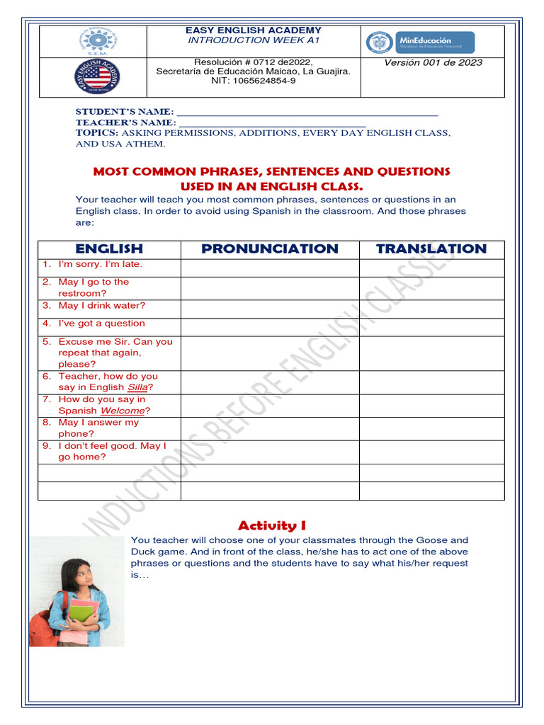 Induction A1 Two Weeks | PDF