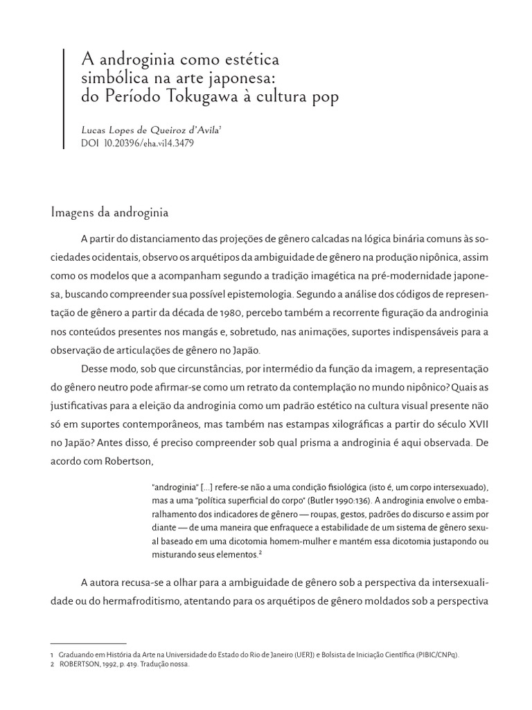 Androginia na Arte Japonesa: Estética e História | PDF | Gênero ...