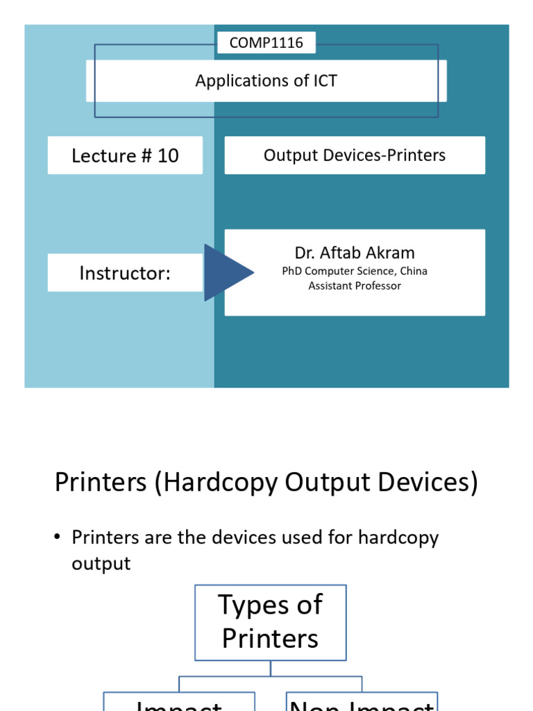 Lecture#10 Printers | PDF | Printer (Computing) | 3 D Printing