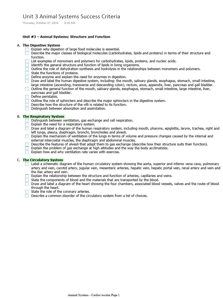 Animal Systems - Cardiovascular | PDF | Respiratory System | Breathing