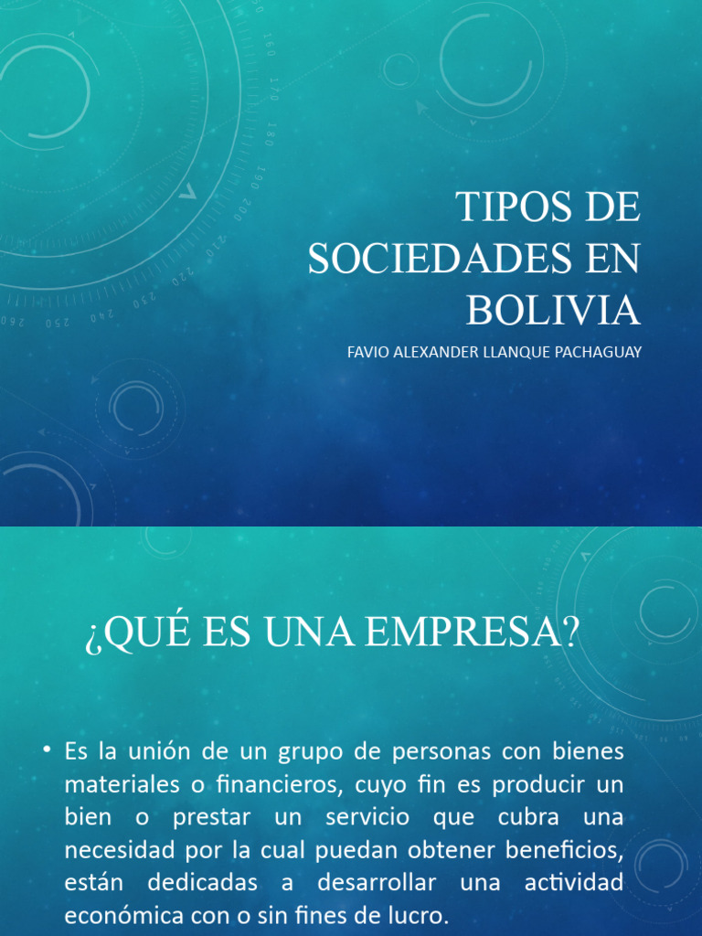 Tipos de Sociedades en Bolivia. - Favio Llanque Presentacion Oficial | PDF | Business ...