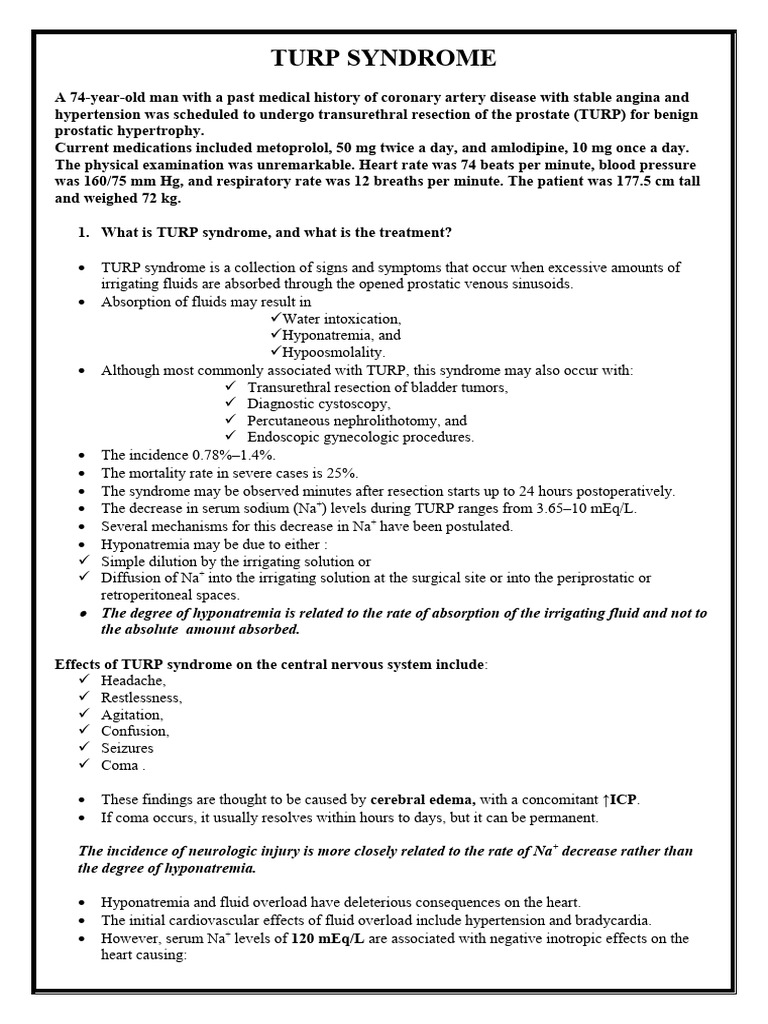 Turp Syndrome | PDF | Clinical Medicine | Medical Specialties