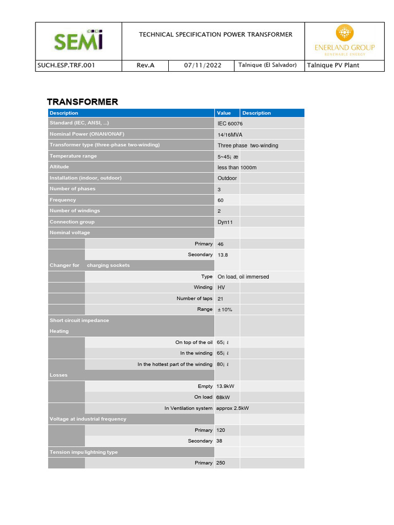 1.1 Technical Data Sheet | Download Free PDF | Transformer | Equipment
