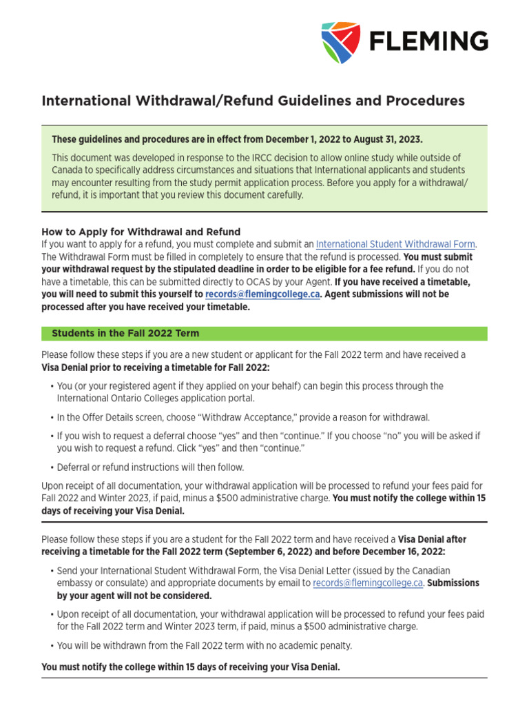 International Student Refund Procedures | PDF | Travel Visa | Fee